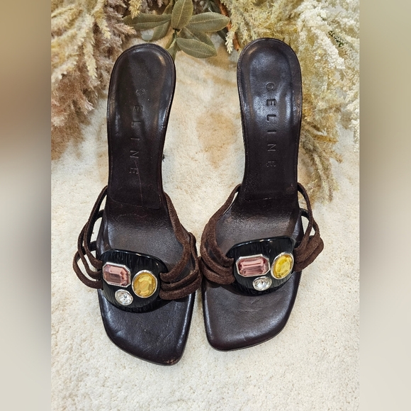Celine | Shoes | Vintage Celine Boho Style Kitty Heel Sandal | Poshmark